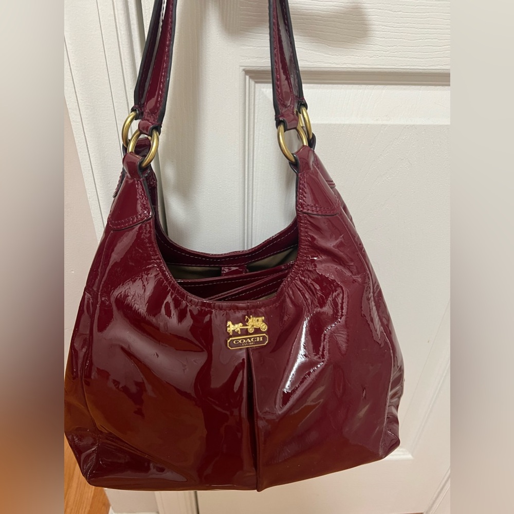 Coach Madison Patent Leather Maggie Shoulder Bag - Or… - Gem